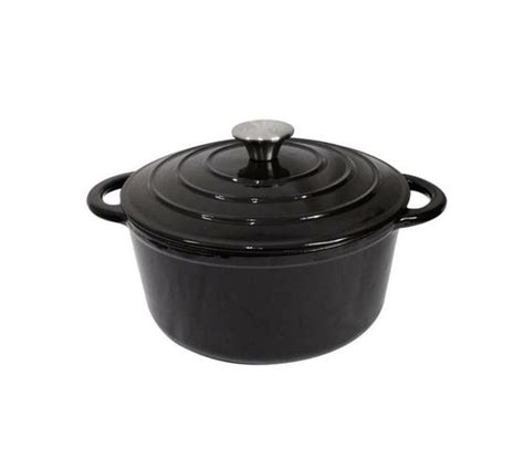 Avi 7 Piece Authentic Cast Iron Dutch Oven Cookware Pot Set Black