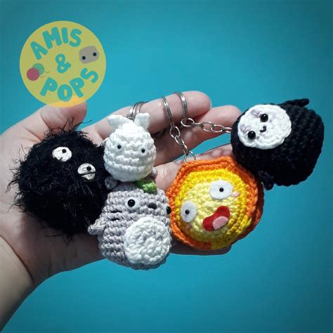 Chaveiro Totoro No Face Susuwatari Ou Totoro Chibi Branco Amigurumi Studio Ghibli Shopee