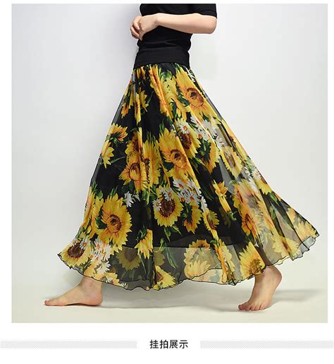 2025夏装欧美新款复古沙滩裙波西米亚半身长裙 印花 雪纺半身裙 阿里巴巴