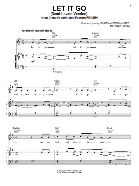Let It Go From Frozen Demi Lovato Version Sheet Music Direct