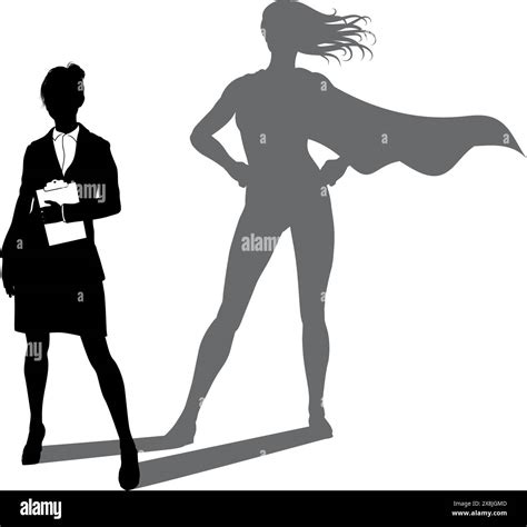 Superhero Business Woman With Super Hero Shadow Stock Vector Image
