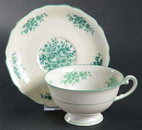 Green Roses Footed Cup Saucer Set By Royal York Germany Replacements Ltd