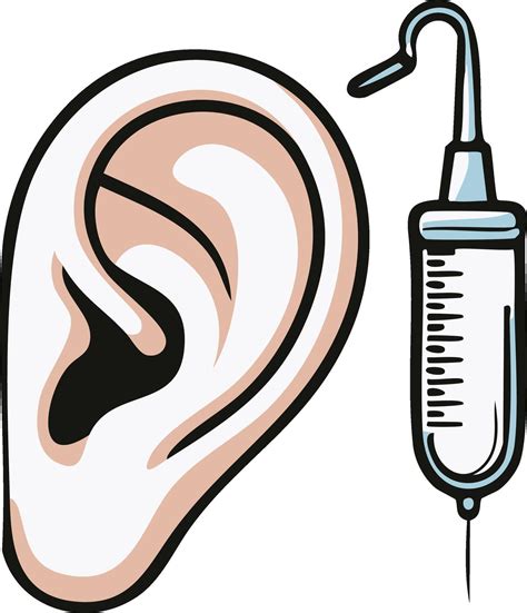 Ear With Syringe Illustration Showcasing Ear Cleaning Hygiene Health
