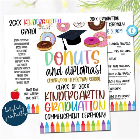 Donuts And Diplomas Theme Graduation Party Set Templates — Tidylady