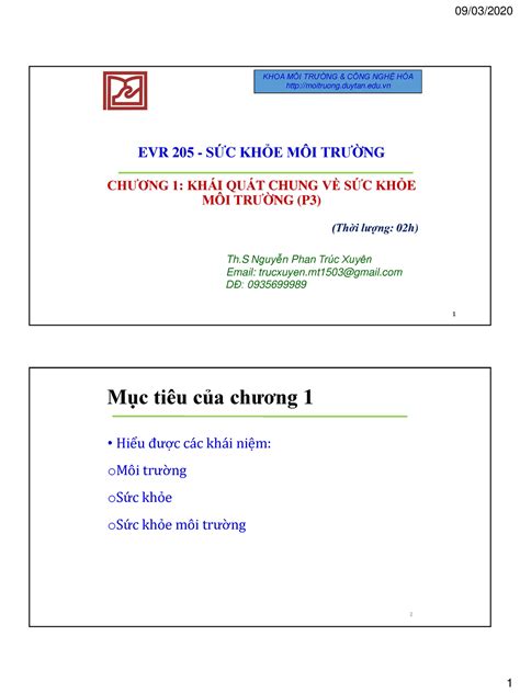 EVR205 Suc Khoe Moi Truong 2021F Lecture Slides 3 1 EVR 205 S C