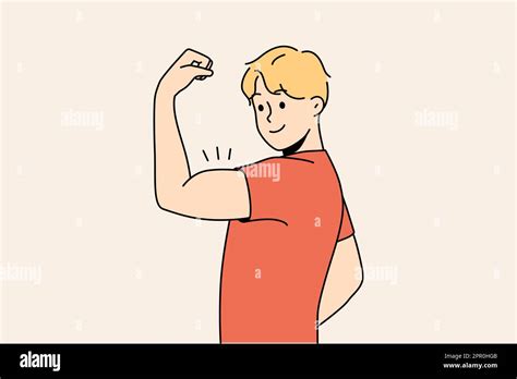 Smiling Man Showing Muscles Stock Vector Image And Art Alamy