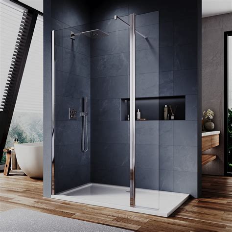 Buy Elegant 1000mm Walk In Shower Screen 6mm Tougheded Safety Wet Room With 300mm Flipper Panel