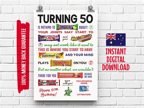 1974 50th Australian Birthday Newspaper Sign 50th Birthday T For Men