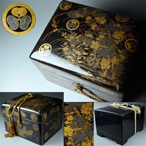 昊 江戸時代 名品 大名家伝来 葵紋 蒔絵 草花図文箱 細密細工 AE10Is 硯箱文箱 売買されたオークション情報yahooの商品情報