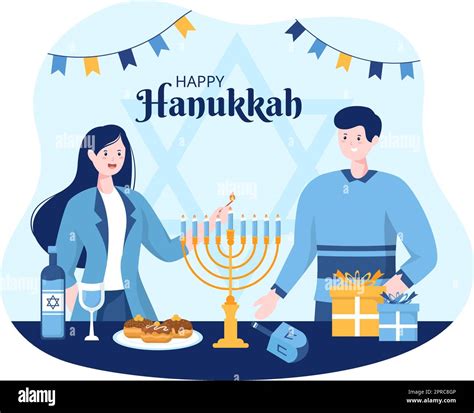 Happy Hanukkah Judaïsme Holiday Template dessin main dessin dessin