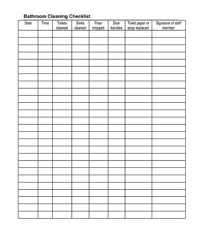 35 Free Printable Bathroom Cleaning Checklist Templates Template