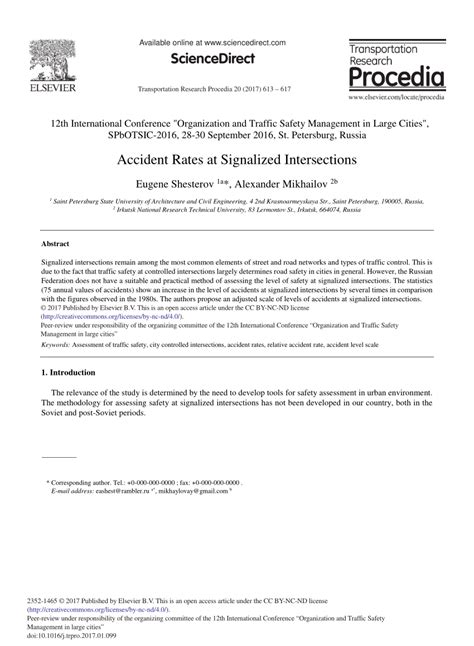 Pdf Accident Rates At Signalized Intersections