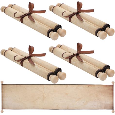 4 Pack Blank Paper Scrolls Scroll Paper Wrapped On Wood