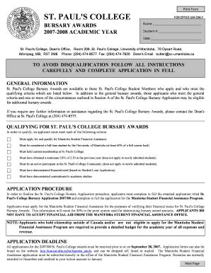 Fillable Online Umanitoba BURSARY AWARDS Fax Email Print PdfFiller