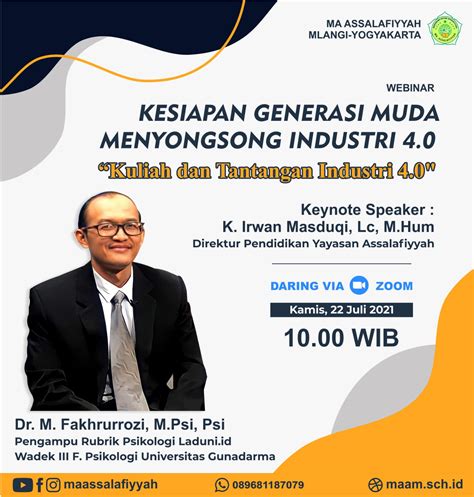 Seminar Umum ”tips Memilih Kampus Di Era Revolusi Industri 4 0″ Mas Assalafiyyah Mlangi Sleman
