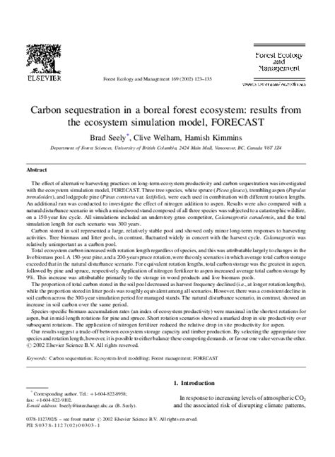 Pdf Carbon Sequestration In A Boreal Forest Ecosystem Results From
