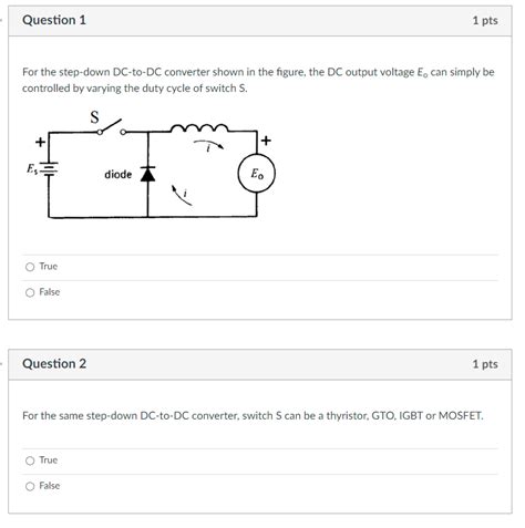 Solved For The Step Down DC To DC Converter Shown In The Chegg Com
