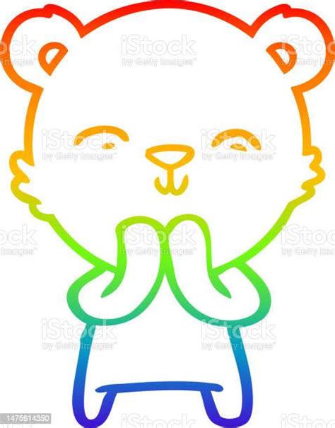 Dessin Au Trait Dégradé Arcenciel Dun Ours Polaire De Dessin Animé