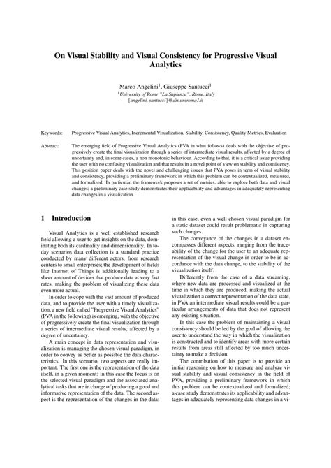 PDF On Visual Stability And Visual Consistency For Progressive Visual Analytics