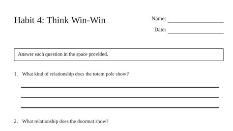 Habit 4 Think Win Win My Worksheet Maker Create Your Own Worksheets