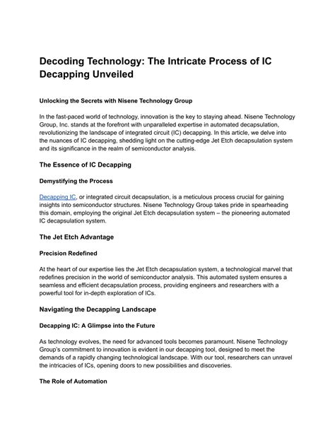 Ppt Decoding Technology The Intricate Process Of Ic Decapping
