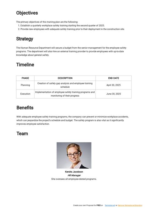 Employee Safety Training Plan Template In Google Docs Word Apple