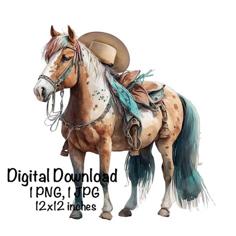 Cowgirl Horse Watercolor Country Cowgirl Clipart Png Etsy