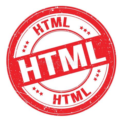 Html Text Written On Red Round Stamp Sign Stock Illustration