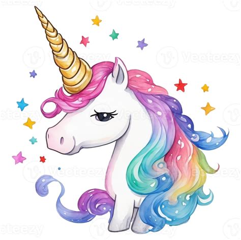 Cute Unicorns With Rainbow Hair 24507774 Png