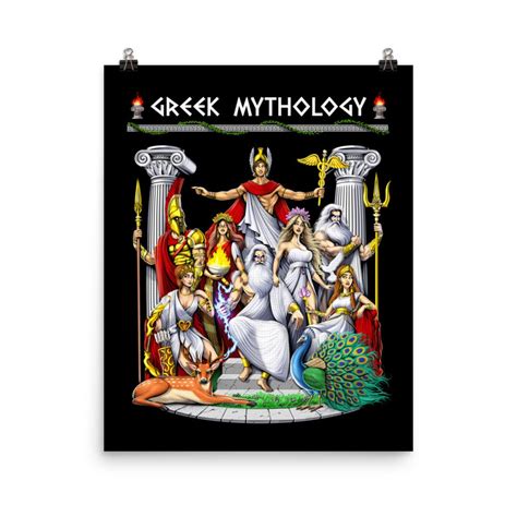 Greek Mythology Gods Poster Ancient Greece Wall Decor Greek Goddess Art Print Greek Mythology