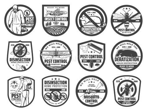 Pest Control Service Isolated Icons With Insects Stock Vector