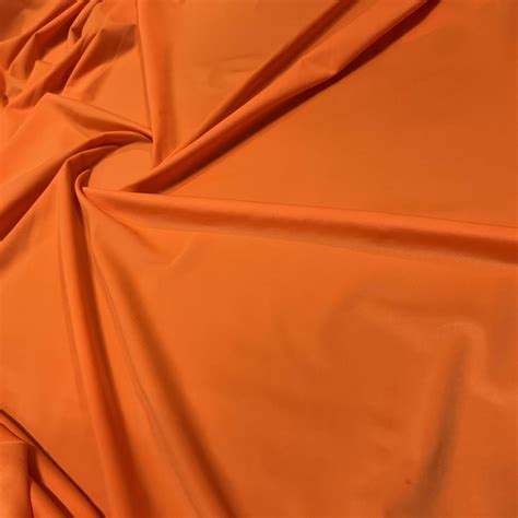 ♻️poly Recycle Solid Orange Neon Matte Polyester Spandex Fabric 4 Way
