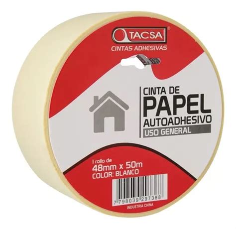 Cinta De Papel Blanca Enmascarar Pintor Tacsa 48 Mm X 50 Mts Color