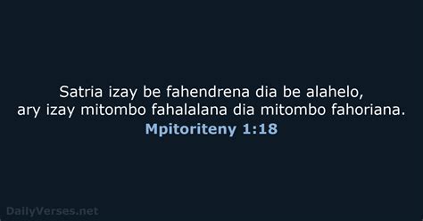 4 Janoary 2018 Andinin Teny Ao Amin Ny Baiboly Androany Mpitoriteny 1 18 DailyVerses Net