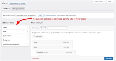 Show Woocommerce Product Categories In Wordpress Menu