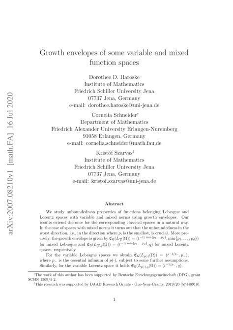 Pdf Growth Envelopes Of Some Variable And Mixed Function Spaces