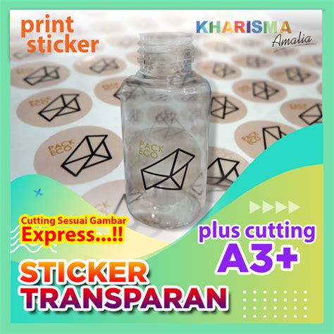 Jual Print Sticker Label Transparan A3 Cutting Stiker Label Kiss Cut