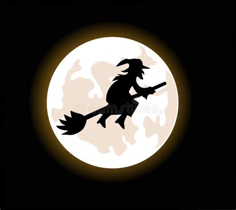 Witch Flying On A Broomstick Stock Vector Illustration Of Symbols