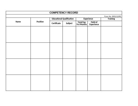Iso 9001 12 Competency Record Pdf