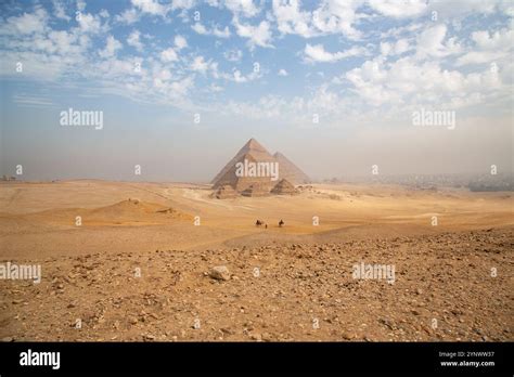 Egypt Cairo Giza General View Of Pyramids From The Giza Plateau