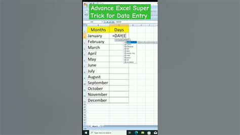 How To Find Months Days In Excel 💯 Advance Excel 🔥shorts Excel