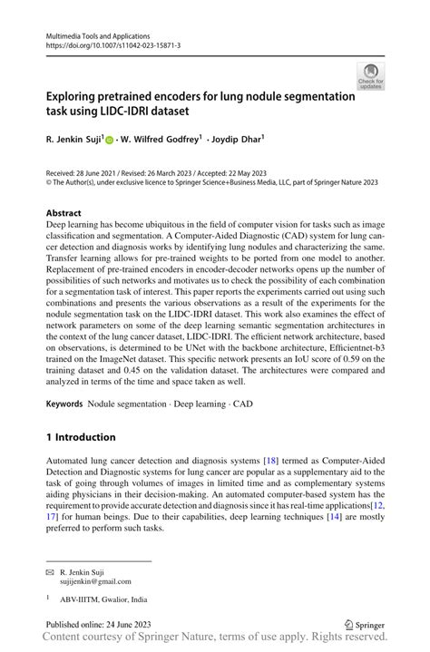 Exploring Pretrained Encoders For Lung Nodule Segmentation Task Using Lidc Idri Dataset