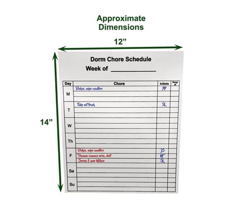 Dorm Chore Chart Chore Board Schedule Weekly Planner Etsy