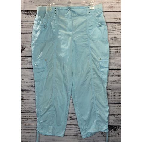 Chicos Pants Womens Size 1 Blue Cropped Elastic Depop