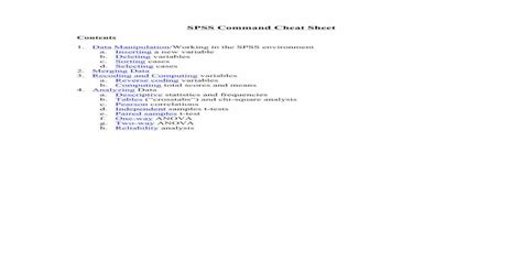 Pdf Spss Command Cheat Sheet Barnard College · Spss Command Cheat