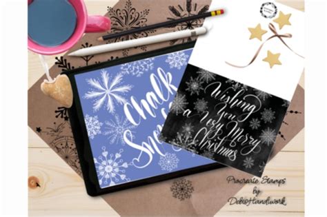 36 Unique Chalk Snowflakes Procreate Brushes Stamps Graphic By Debra