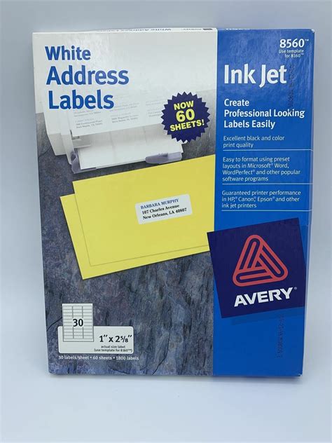 1740 Labels Avery 8560 Address Mailing Shipping Labels 1” X 2 58” Ebay