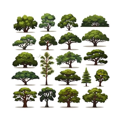 Premium Vector Trees Flat Vector Illustrations Set Exotic Plants Isolated Design Elements Pack