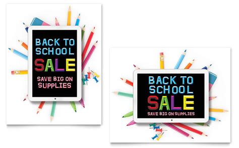 School Supplies Sale Poster Template Word Indesign And More