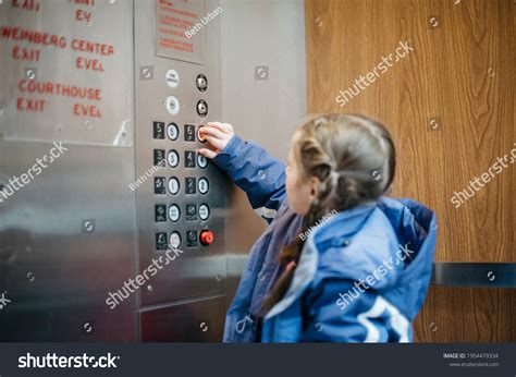 Girl Pushing Elevator Button Offset Collection Stock Photo Shutterstock